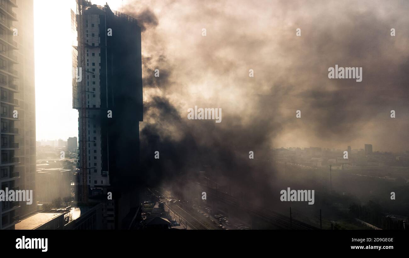fire in a high-rise building Stock Photo - Alamy