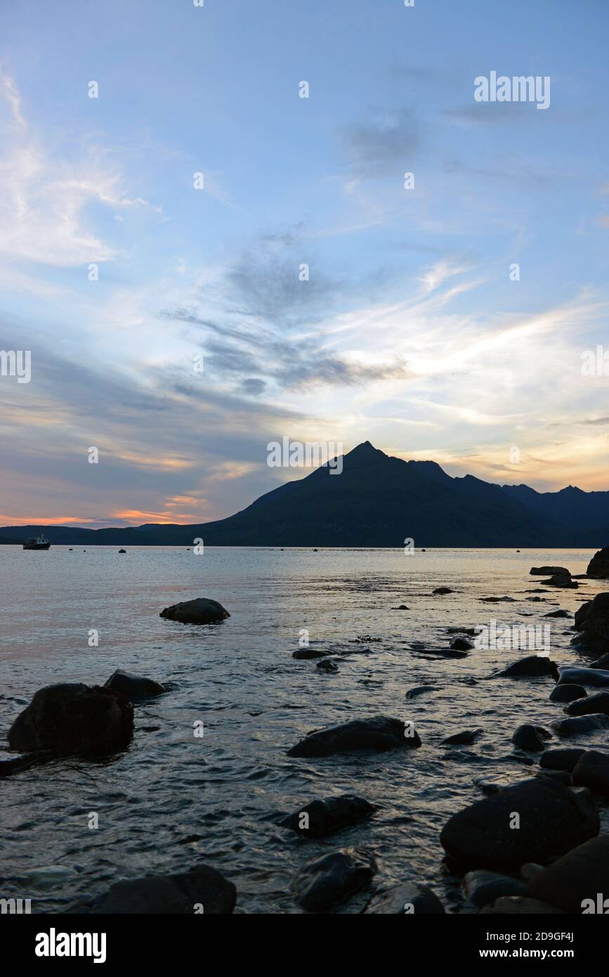 The wonderful evening colours of the sunset in LOCH SCAVAIG, ELGOL ...