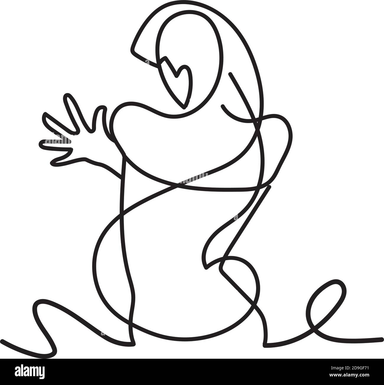 back view woman sitting, continuous line style vector illustration ...