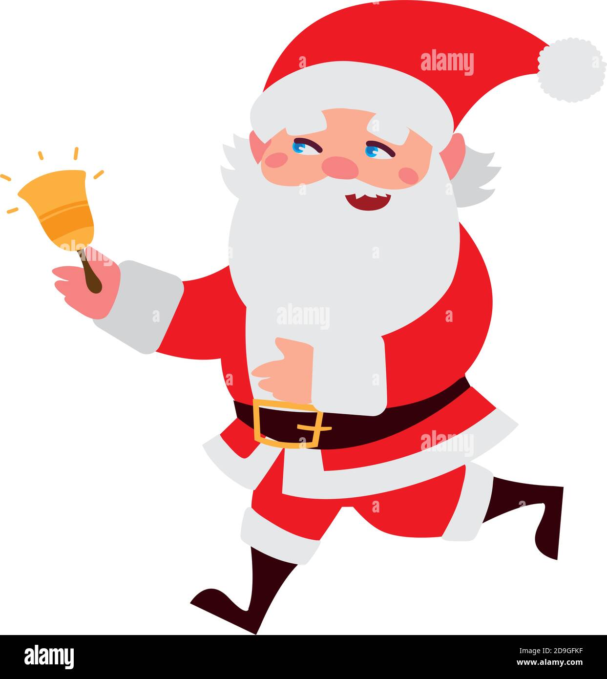 christmas santa claus with golden bell cartoon character vector ...