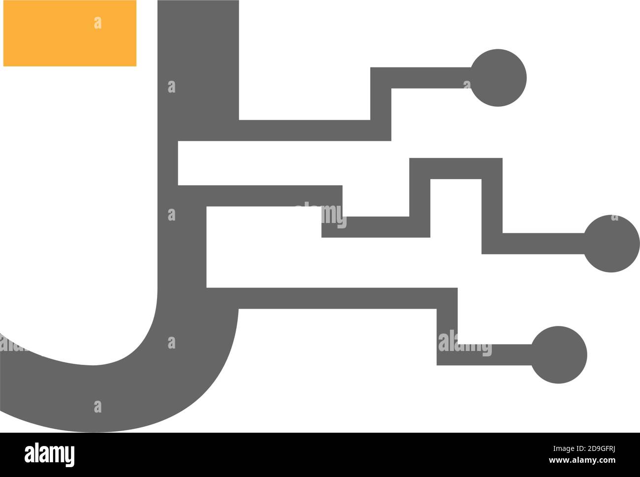 Letter J Circuit technology logo icon creative design illustration ...