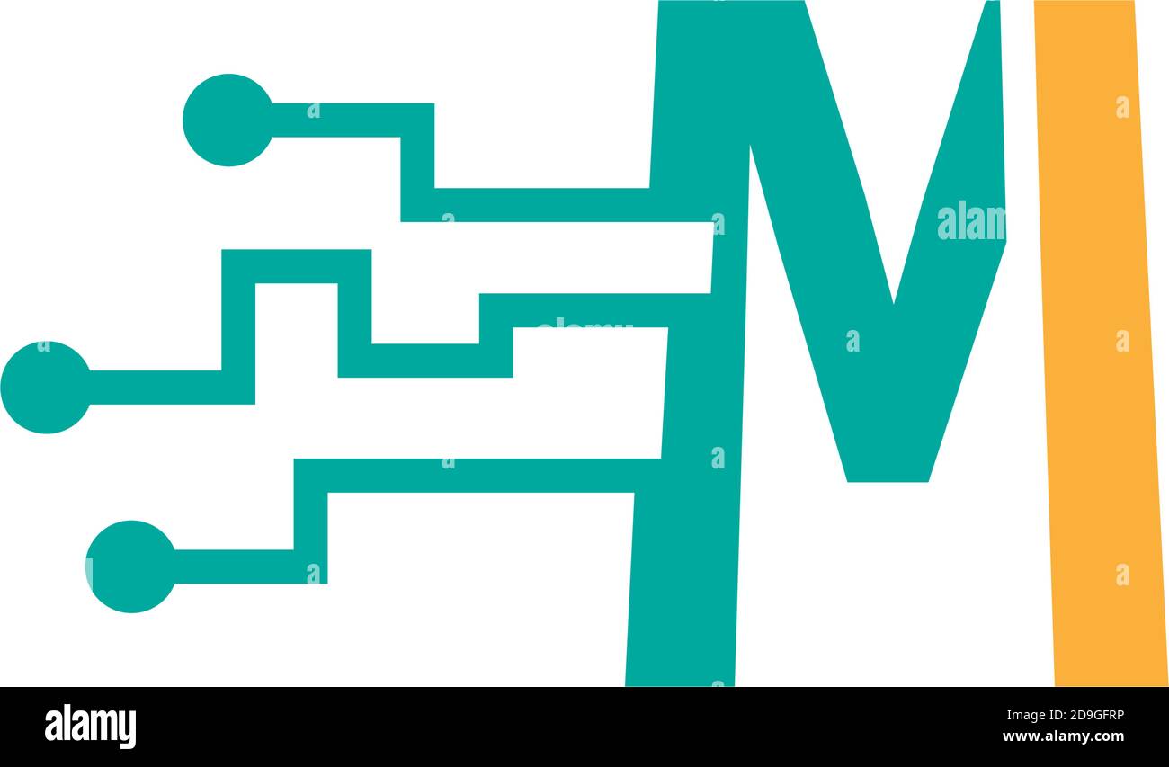 Letter M Circuit technology logo icon creative design illustration ...