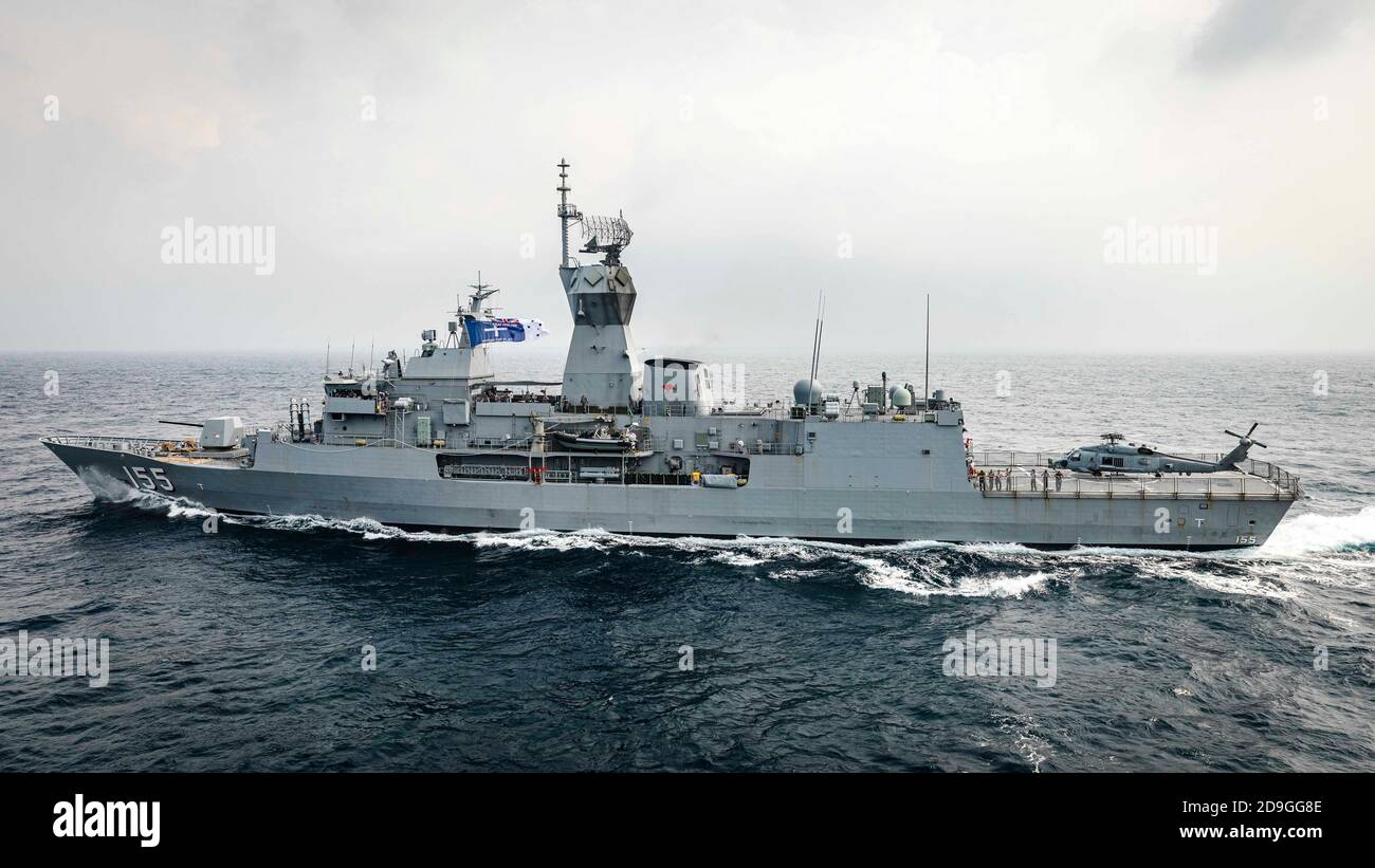 The Royal Australian Navy Anzac-class frigate HMAS Ballarat during ...