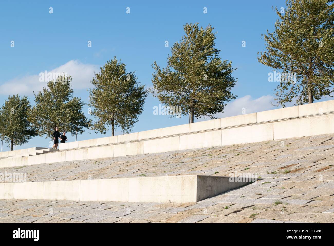 Cobbles and concrete at the new river bank at Lent near Nijmegen, The ...