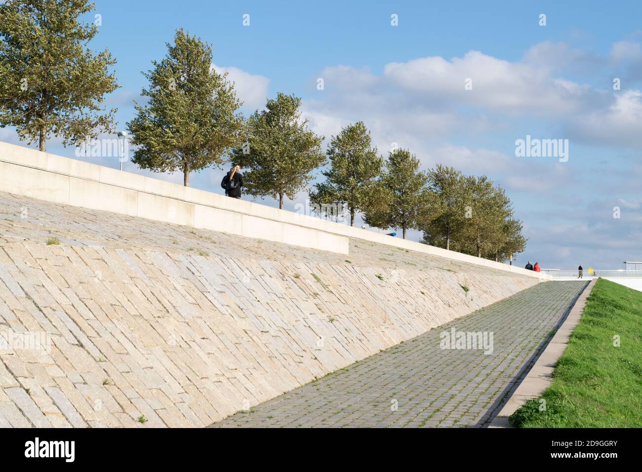 Cobbles and concrete at the new river bank at Lent near Nijmegen, The ...