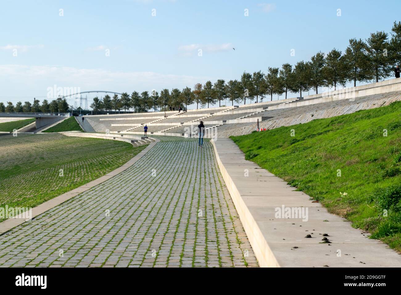 Cobbles and concrete at the new river bank at Lent near Nijmegen, The ...