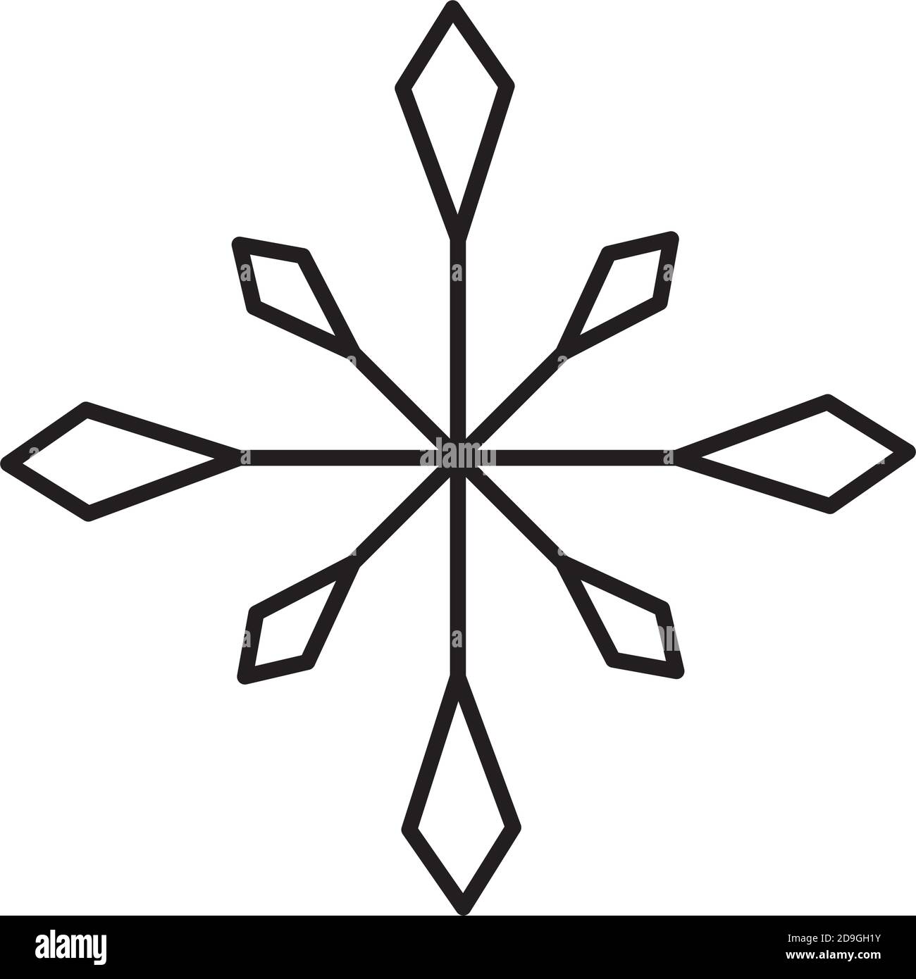 minimalist snowflake icon over white background, line style, vector ...