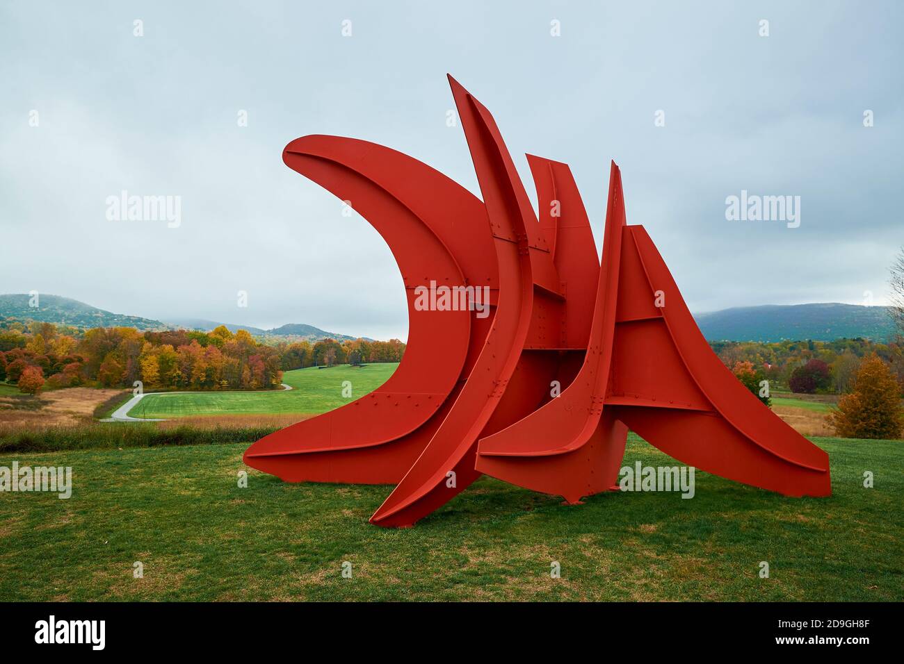 Alexander Calder's red metal sculpture, Five Swords. On museum hill ...