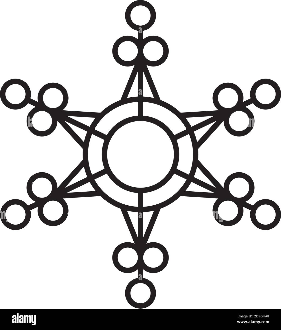 snowflake star icon over white background, line style, vector ...