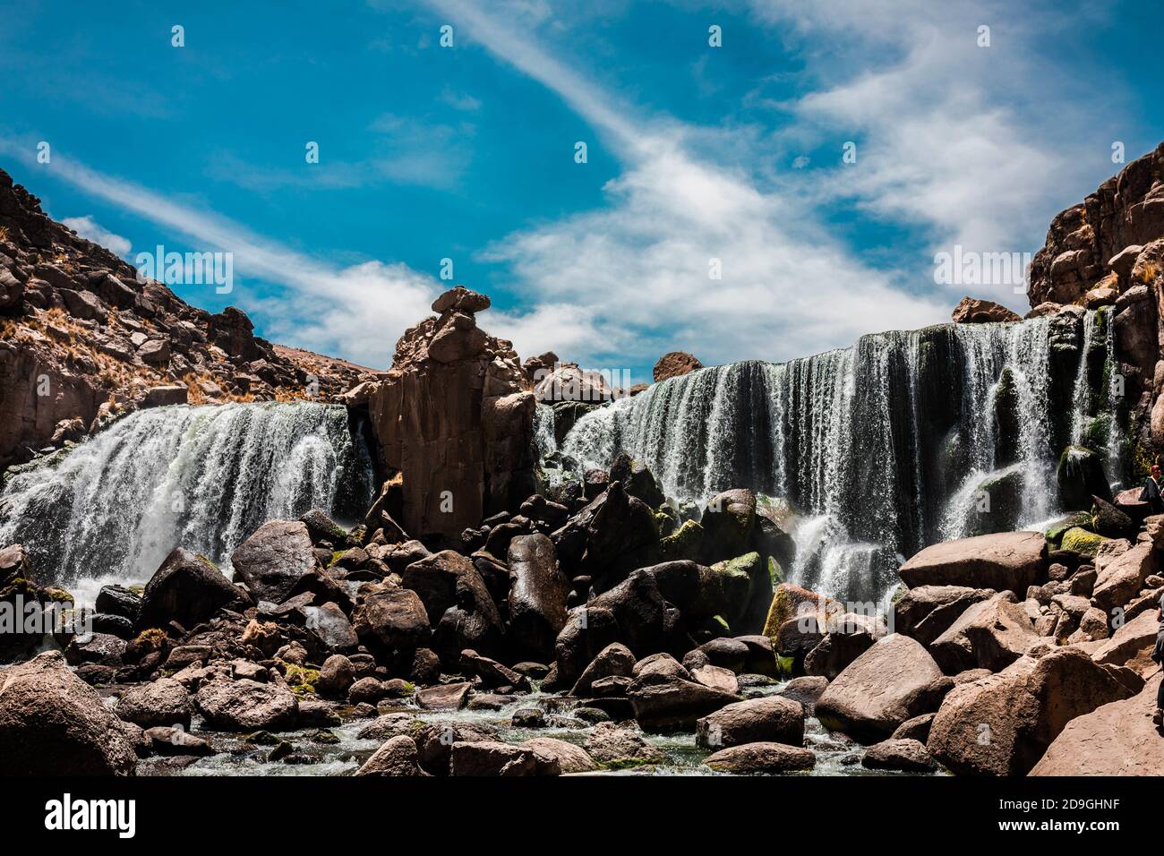 Breathtaking shot of the Pillones Waterfall and Stone Forest of Imata ...
