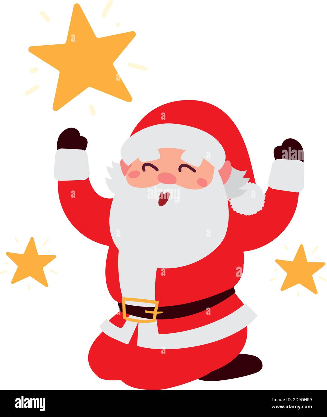 christmas santa claus golden stars cartoon character vector ...