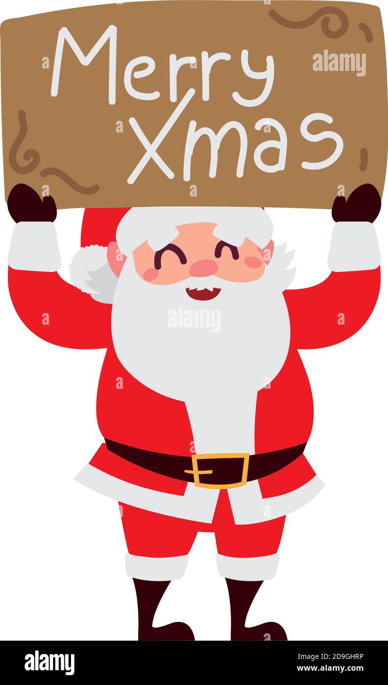 christmas santa claus holding placard with text cartoon character ...
