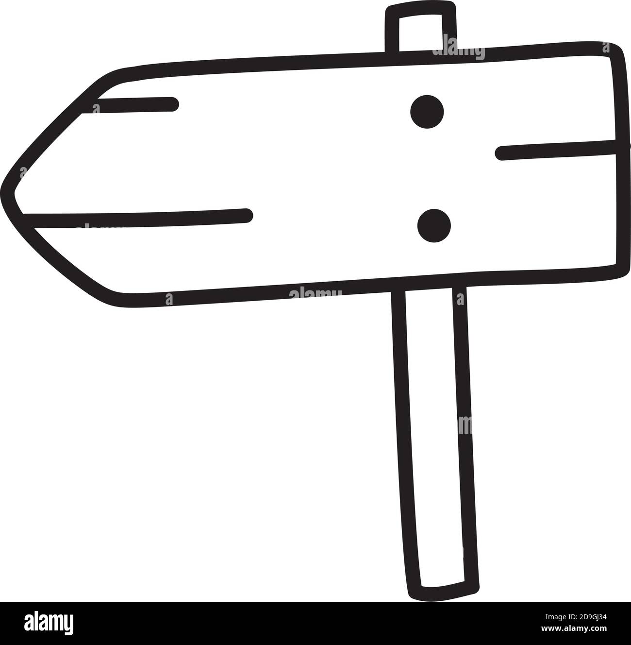 Wooden Sign Arrow Icon Over White Background Line Style Vector