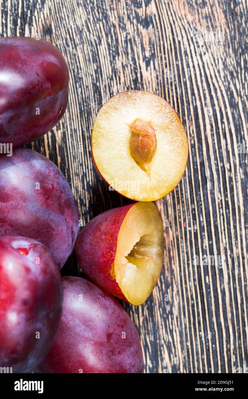 healthy sliced plums Stock Photo - Alamy