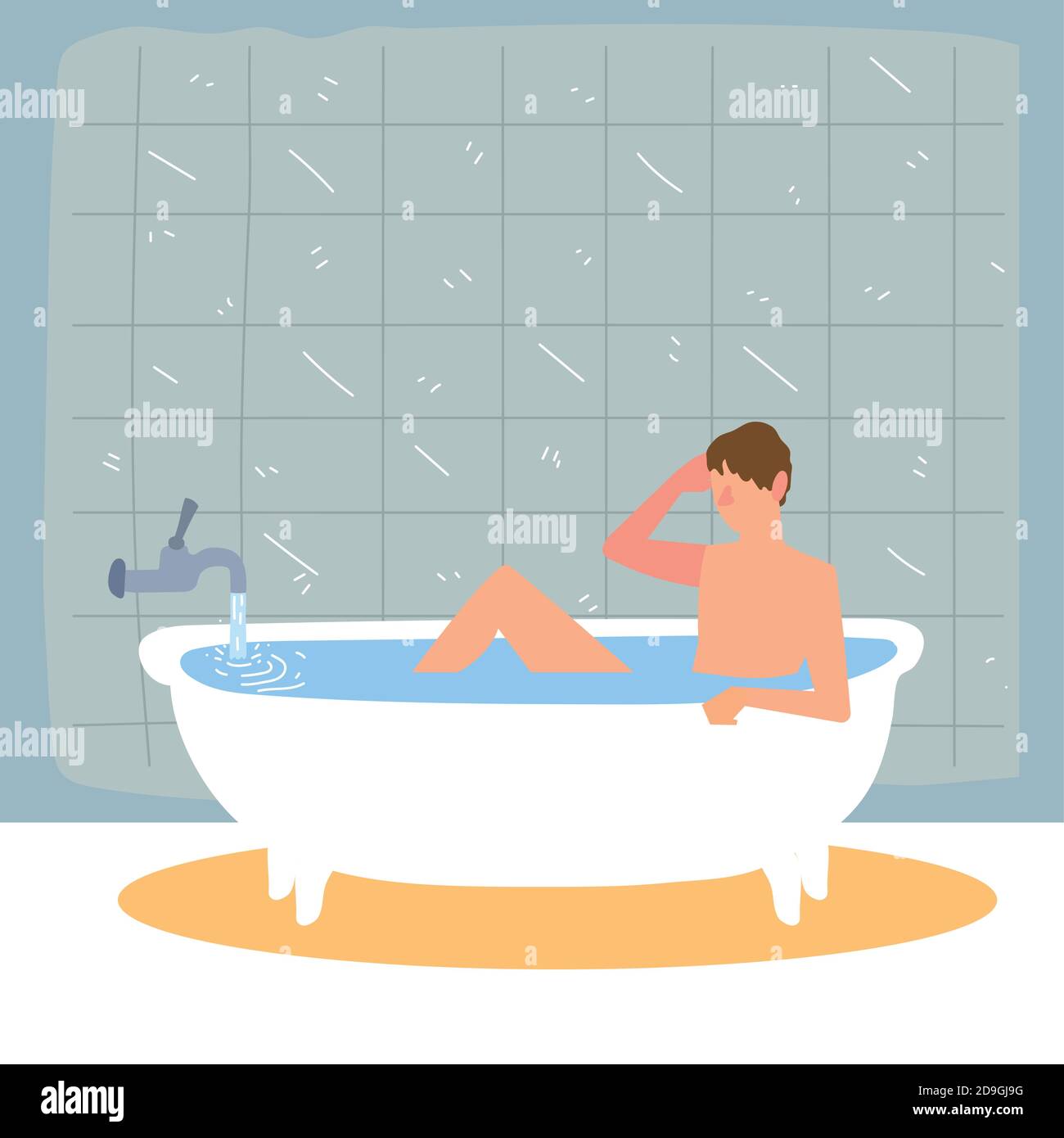 man taking bath in bathtub vector illustration vector illustration ...