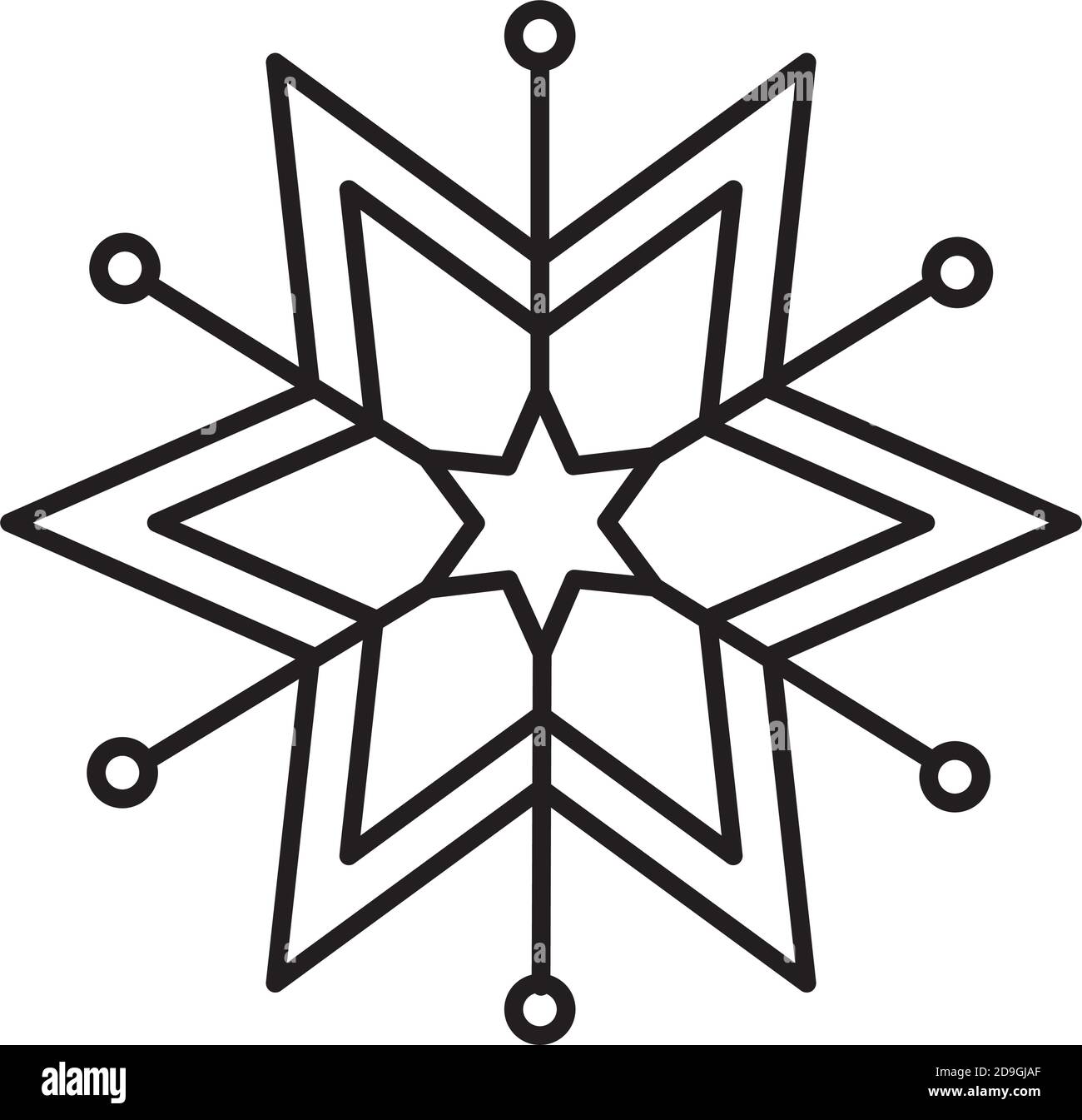 star snowflake icon over white background, line style, vector ...