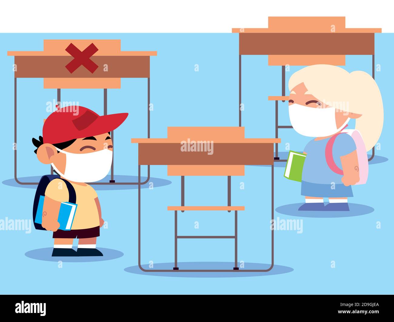 back to school for new normal, little students in the classroom keep ...