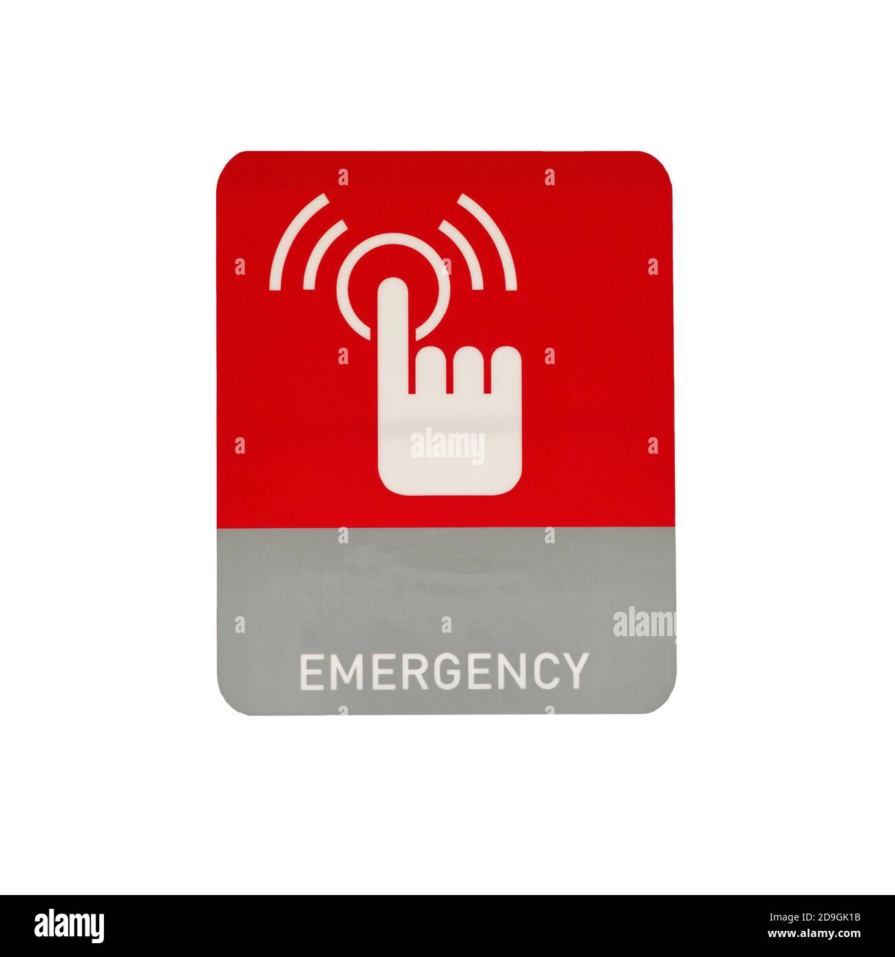 Isolated red emergency icon with a push button Stock Photo - Alamy