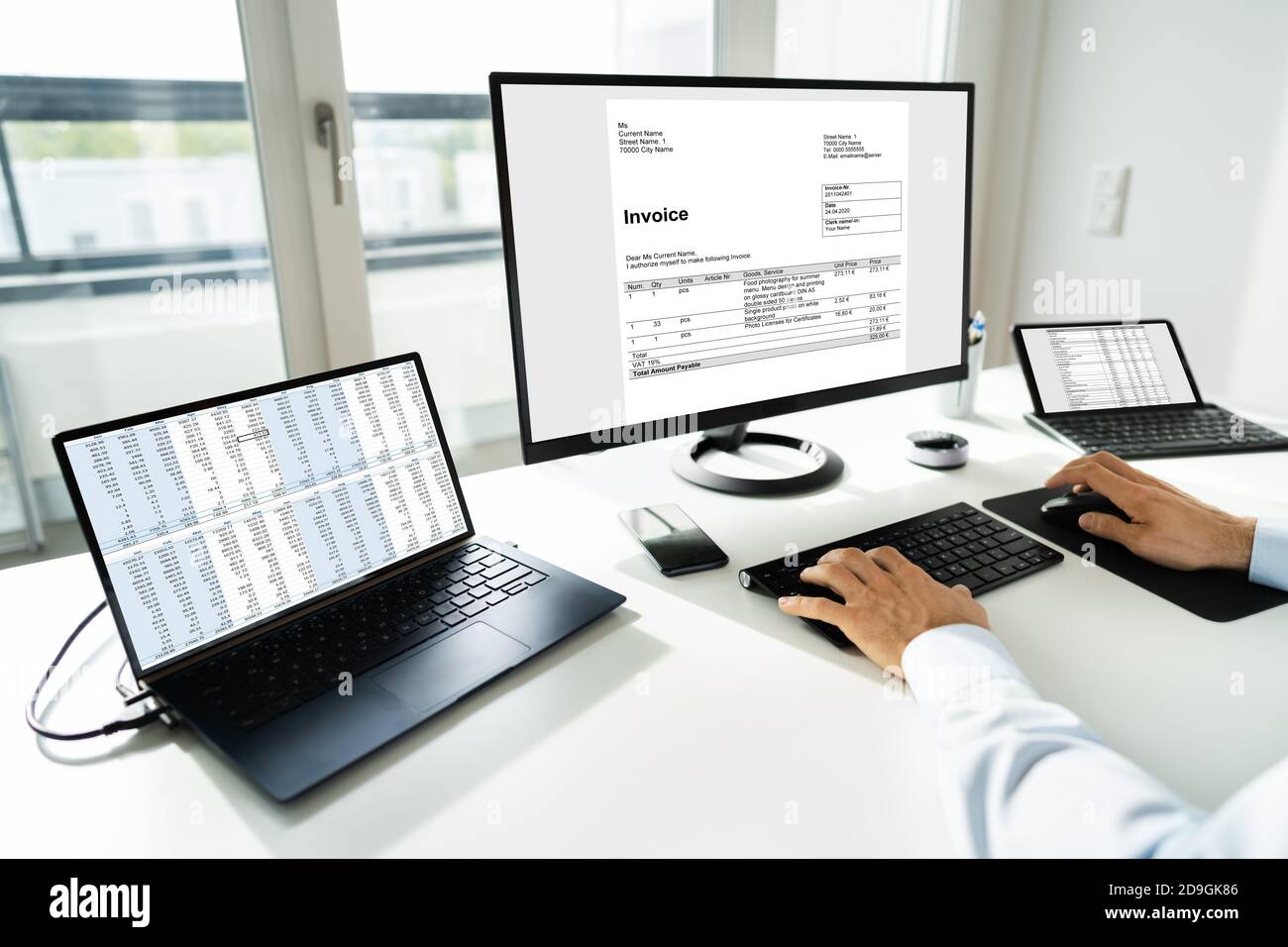 Electronic Invoice On Chartered Accountant Laptop Computer Stock Photo ...