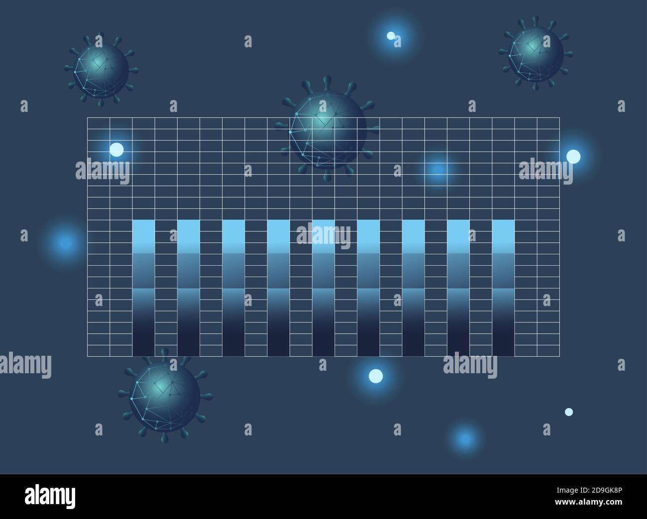 Covid 19 virus stats bars chart gradient style icon design, Data analysis and information theme ...