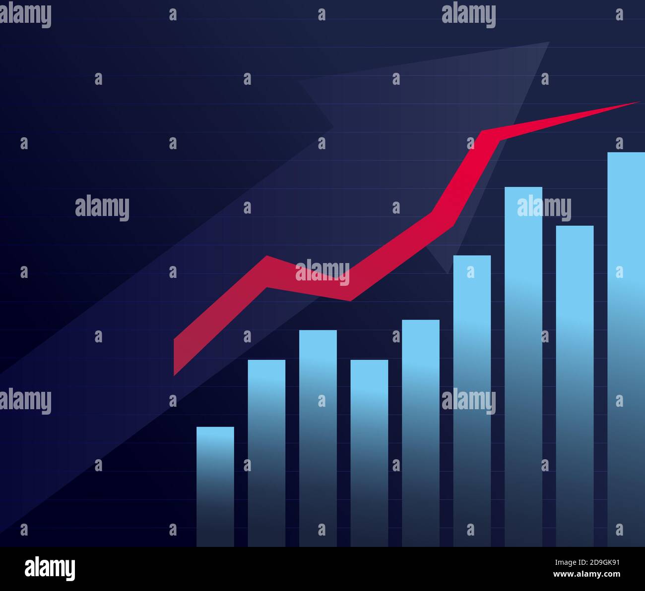 bars chart with increase line gradient style icon design, Data analysis ...