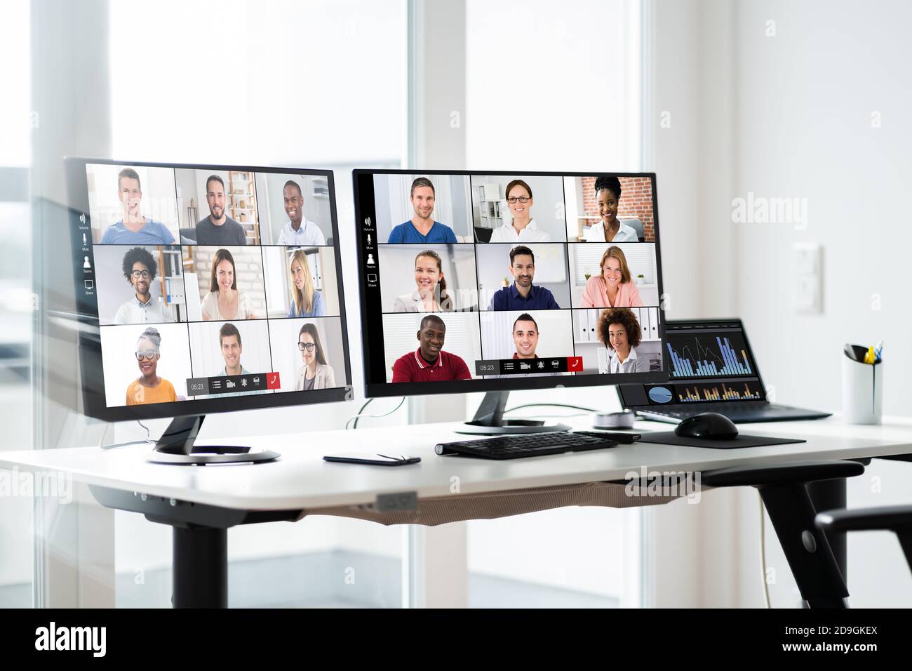Video Conference Meeting Call. Videoconferencing Webinar Technology ...