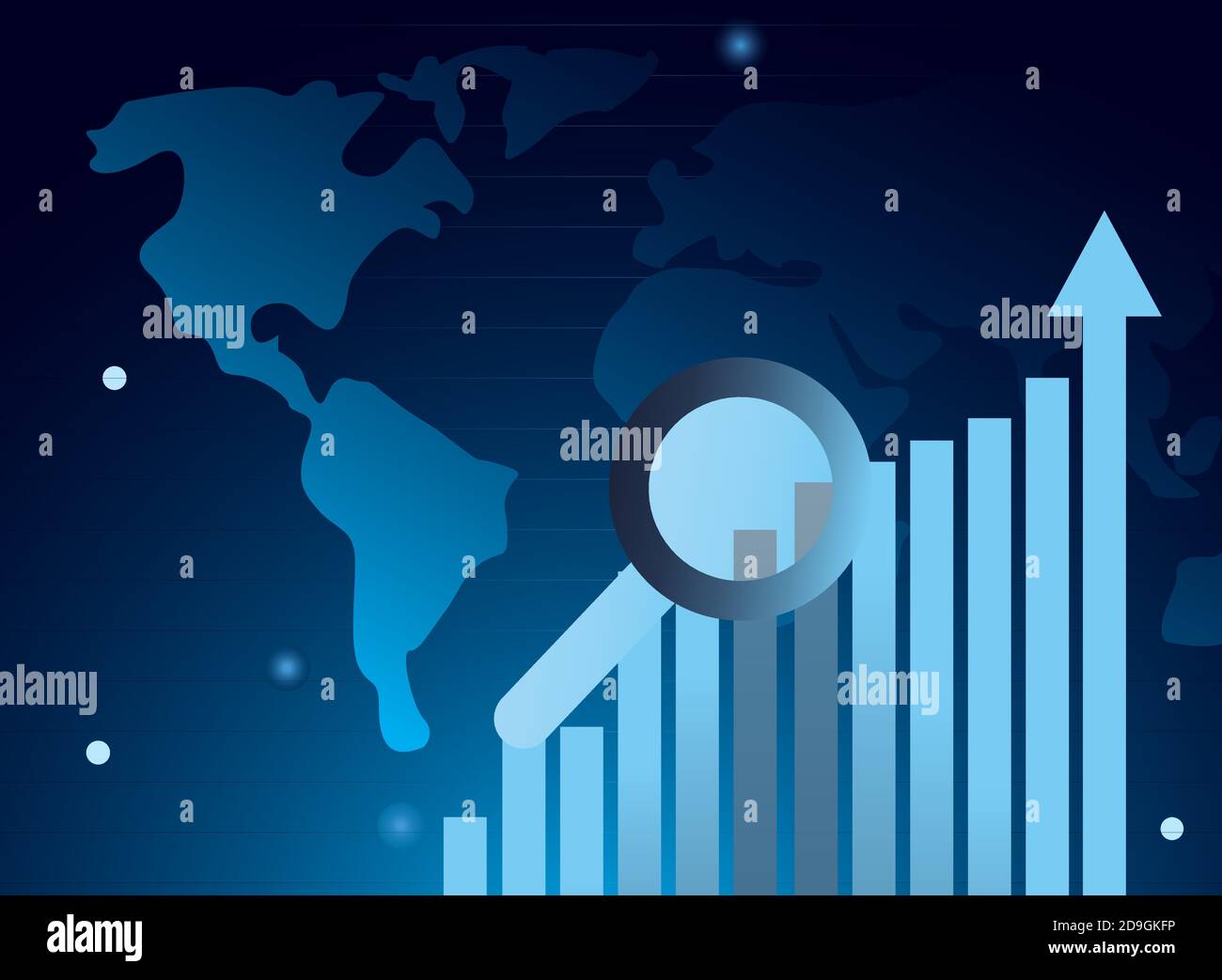 bars chart lupe and map gradient style icon design, Data analysis and information theme Vector ...