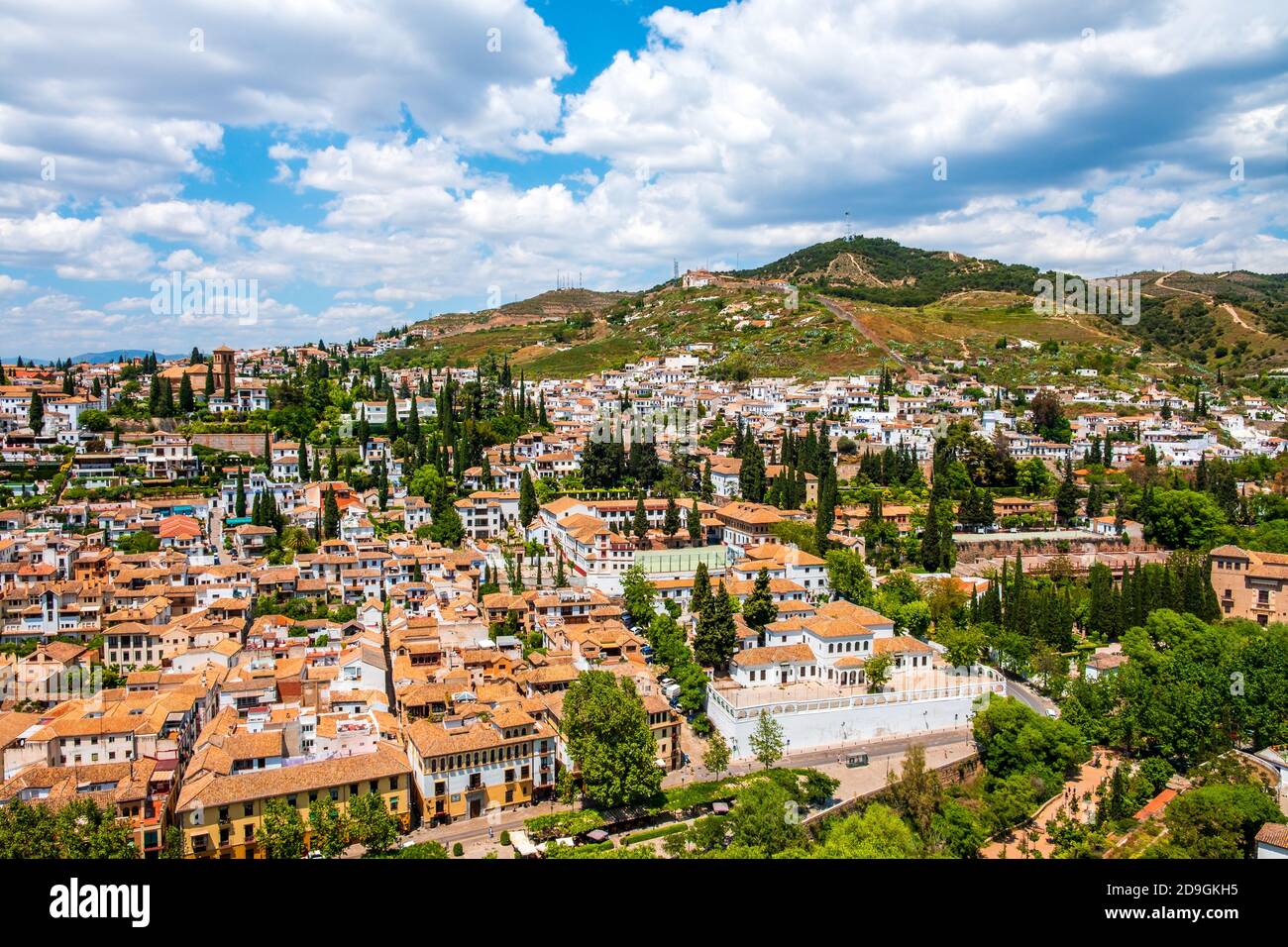 Hillside views from the Alhambra Palace - Granada, Spain Stock Photo ...