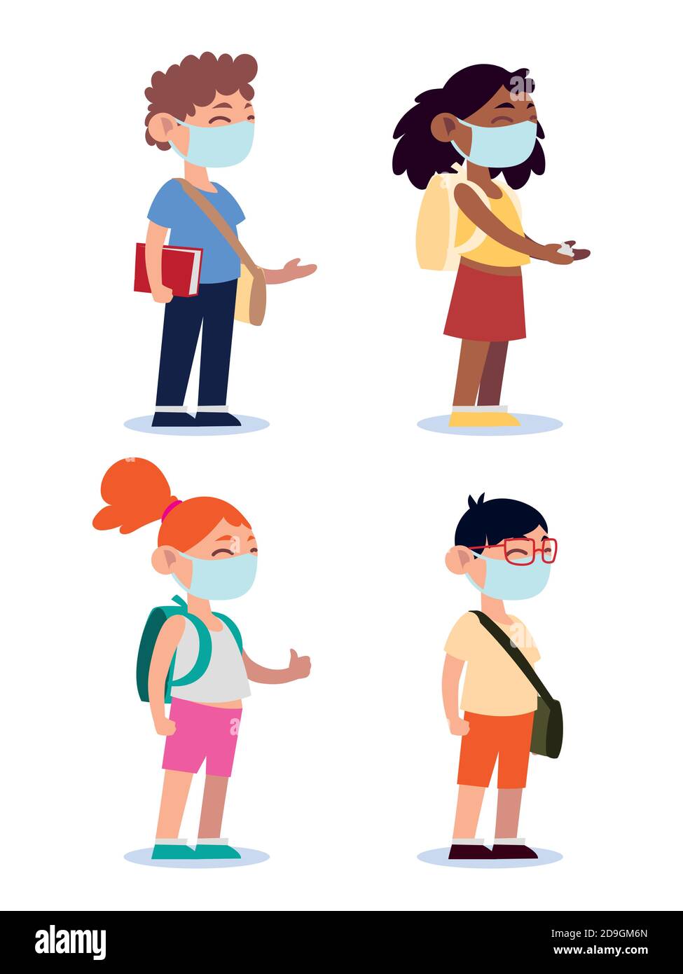 back to school for new normal, teenage students with medical masks and ...