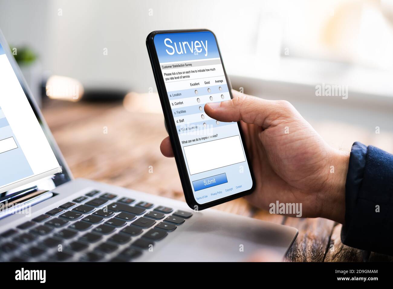 Digital Online Research Survey Form On Mobile Phone Screen Stock Photo ...
