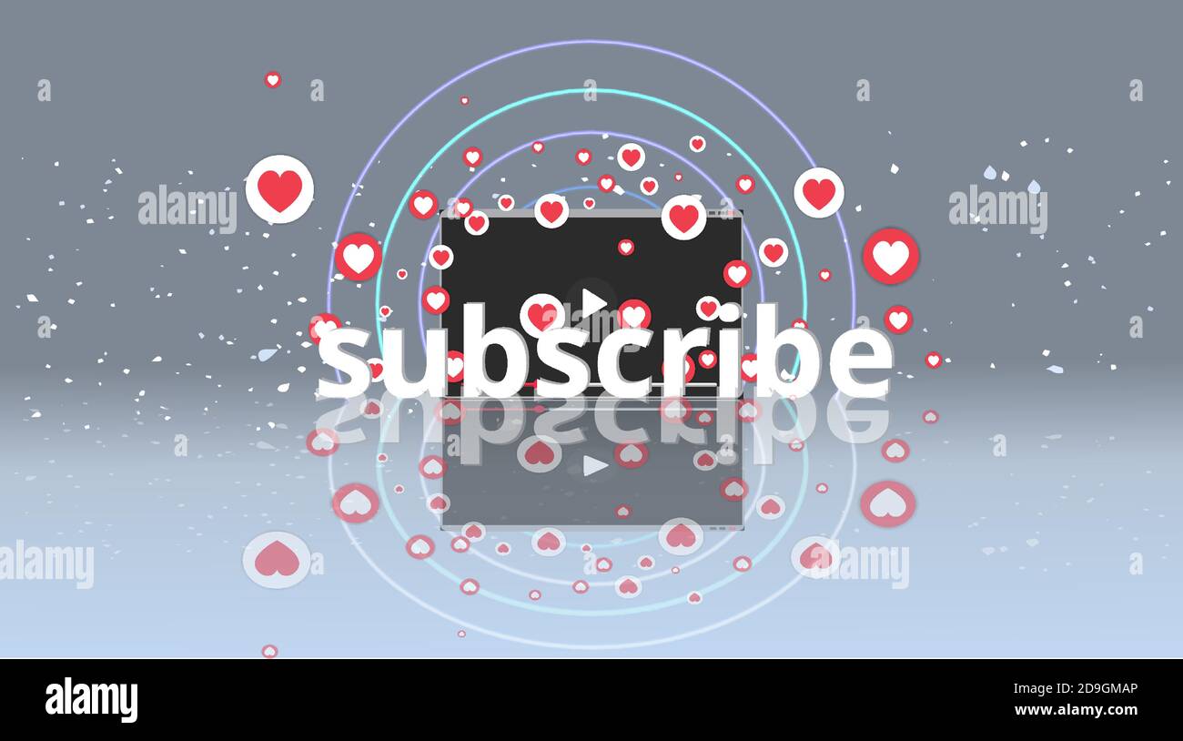 Video screen play button, Streaming preview template, 3d with likes and ...