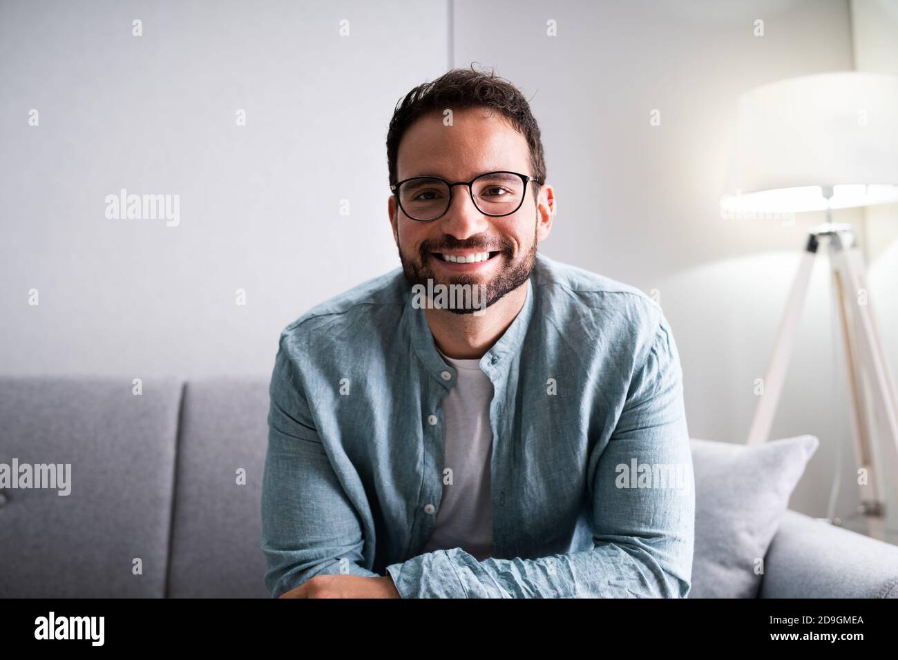 Casual Man Video Conference Chat Men With Smile Stock Photo - Alamy