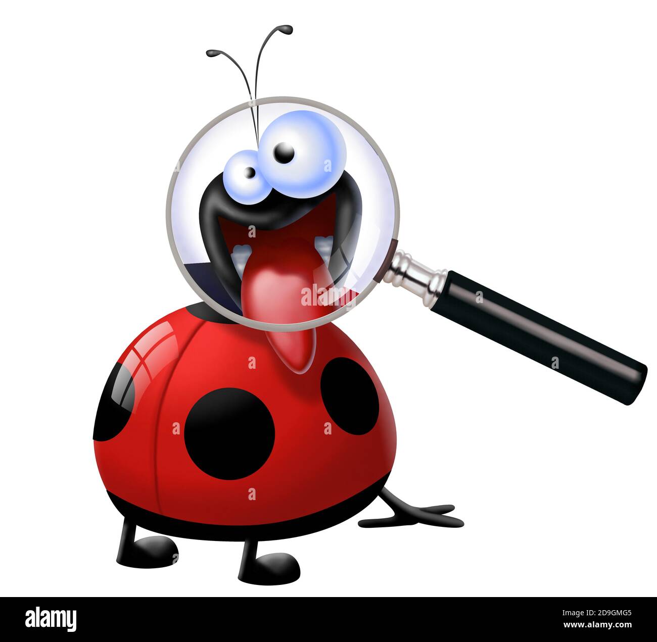 An insect with its head on a magnifying glass . Funny animals Stock ...