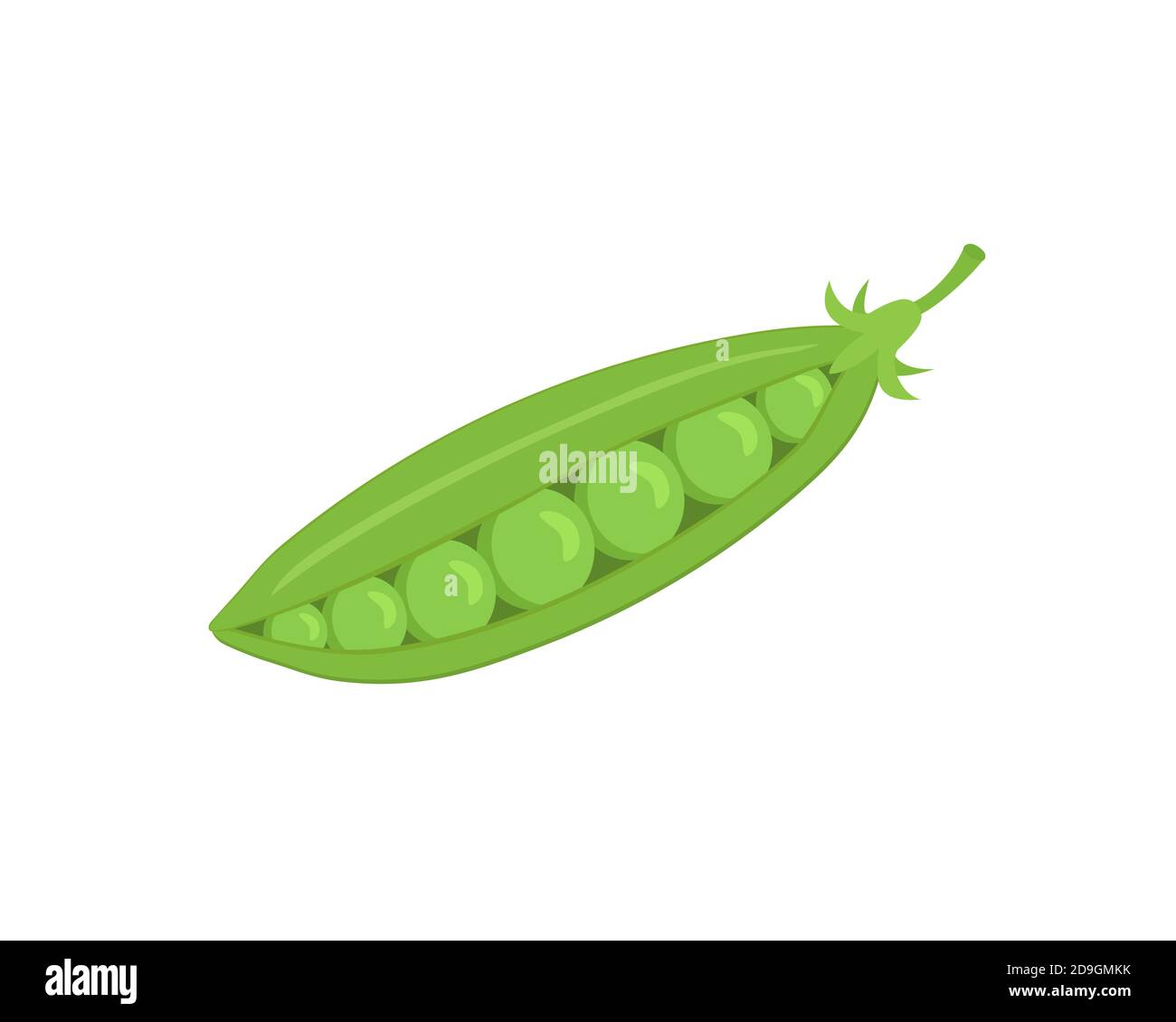 Fresh green pea pod isolated on white background. Vector flat ...