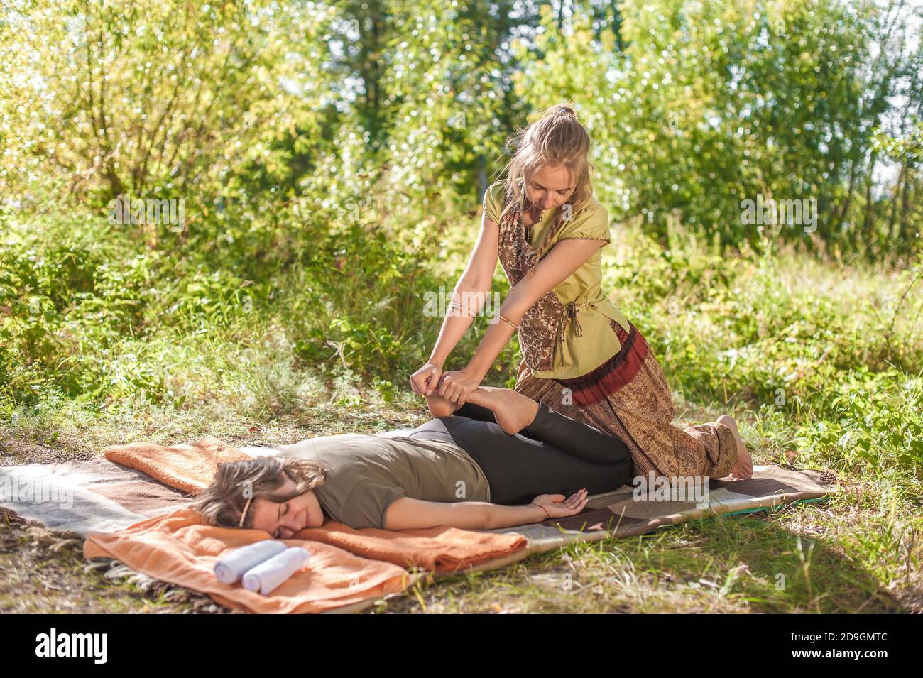 Experienced Masseuse Provides A Thorough Massage On The Forest Floor 2795