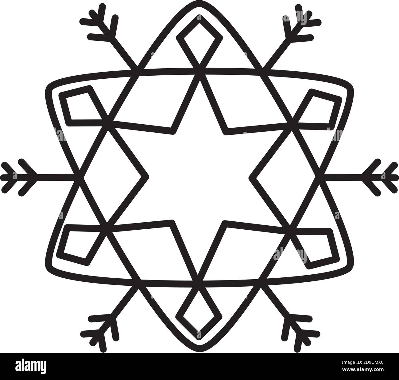 star snowflake icon over white background, line style, vector ...