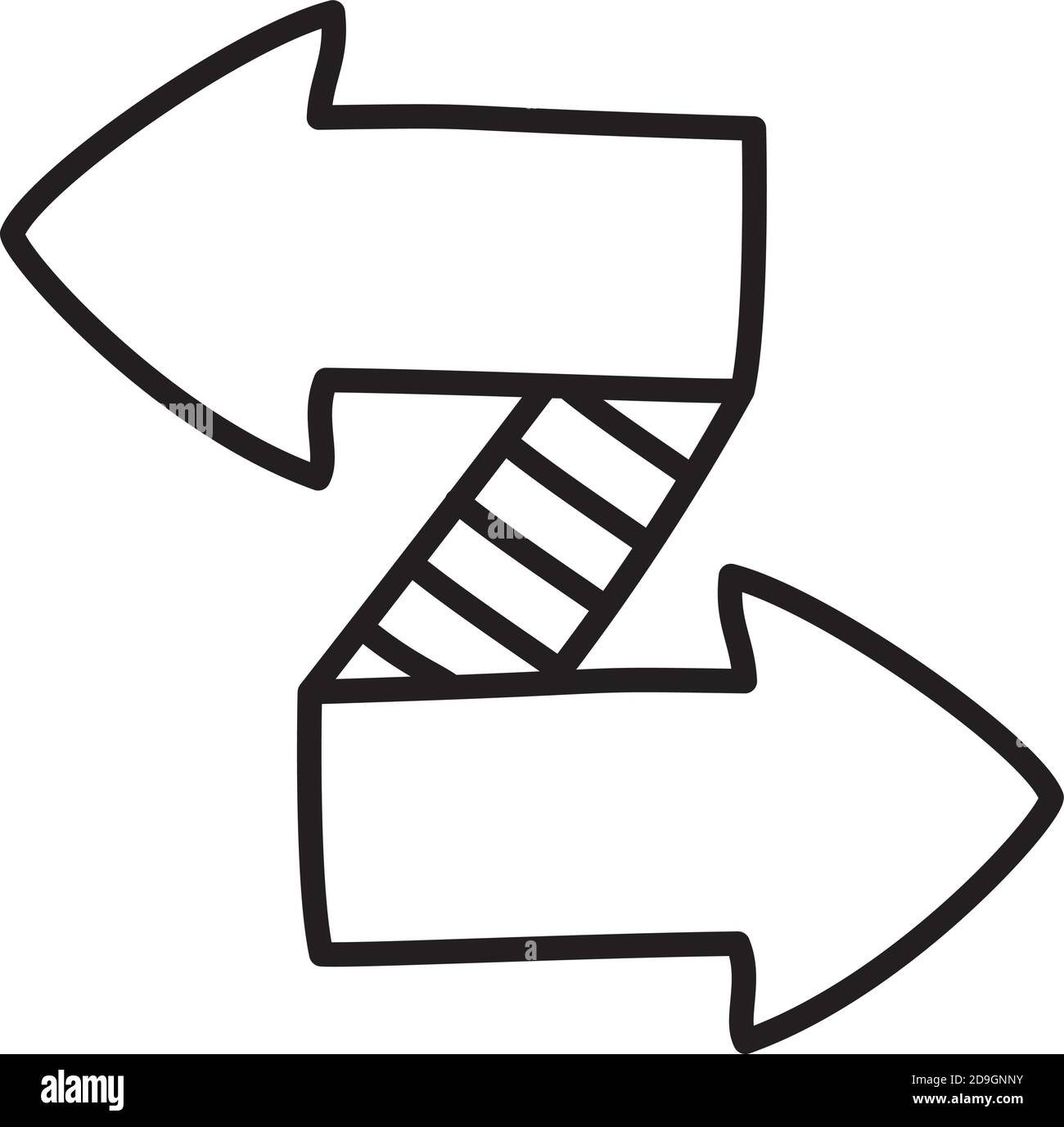 Flexible Z Arrows Icon Over White Background Line Style Vector