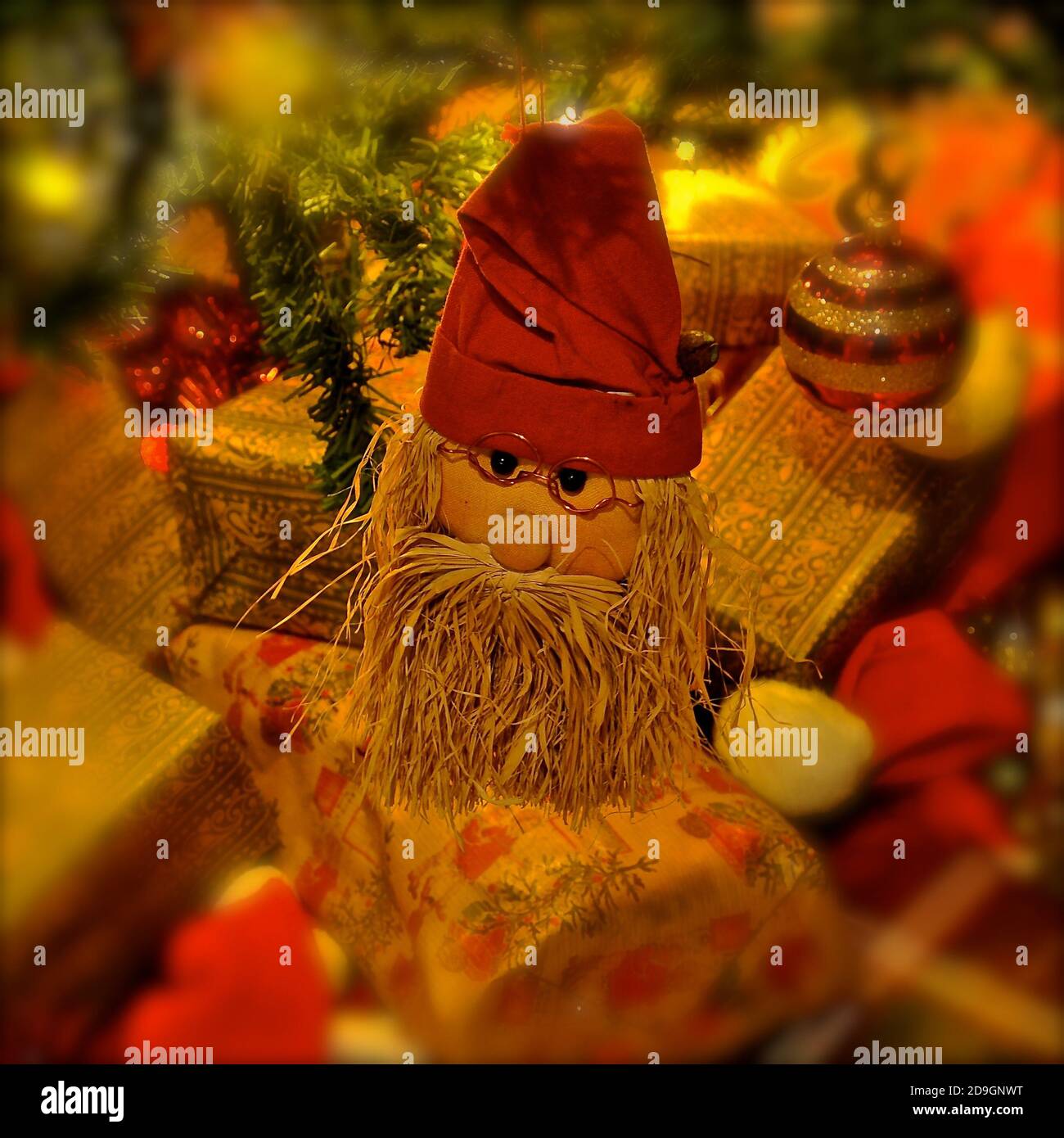 Rustic Father Christmas tree decoration Stock Photo - Alamy