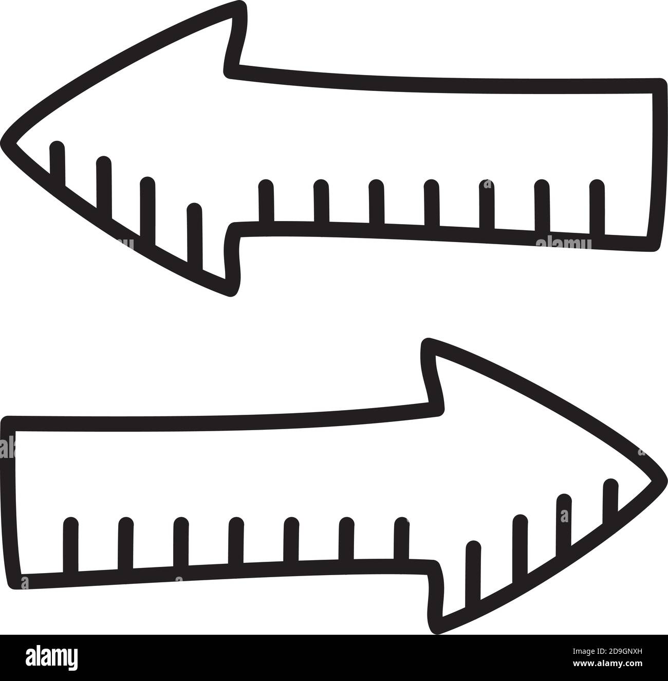 left right arrows icon over white background, line style, vector ...