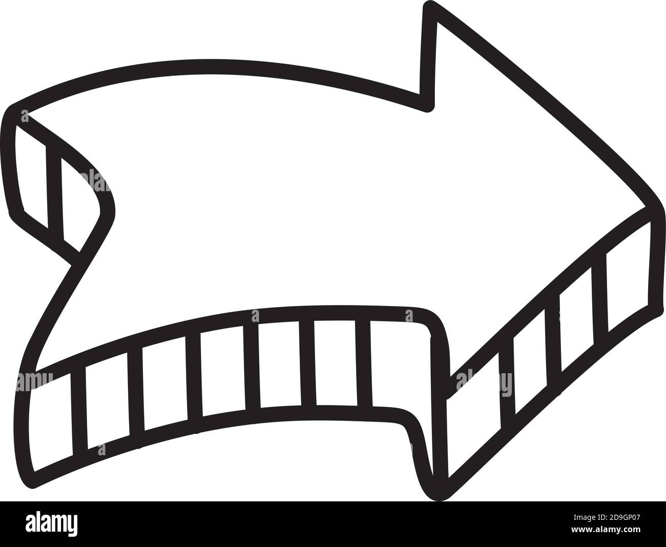 Hand Draw Arrow Icon Over White Background Line Style Vector