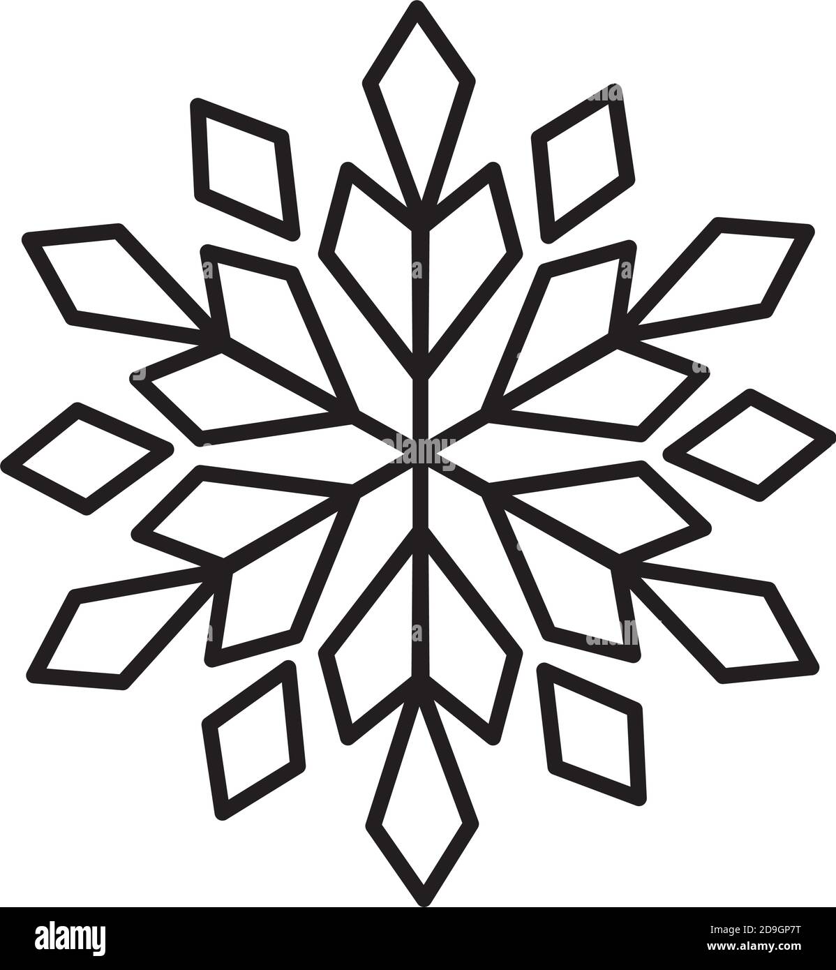 decorative beautiful snowflake icon over white background, line style ...