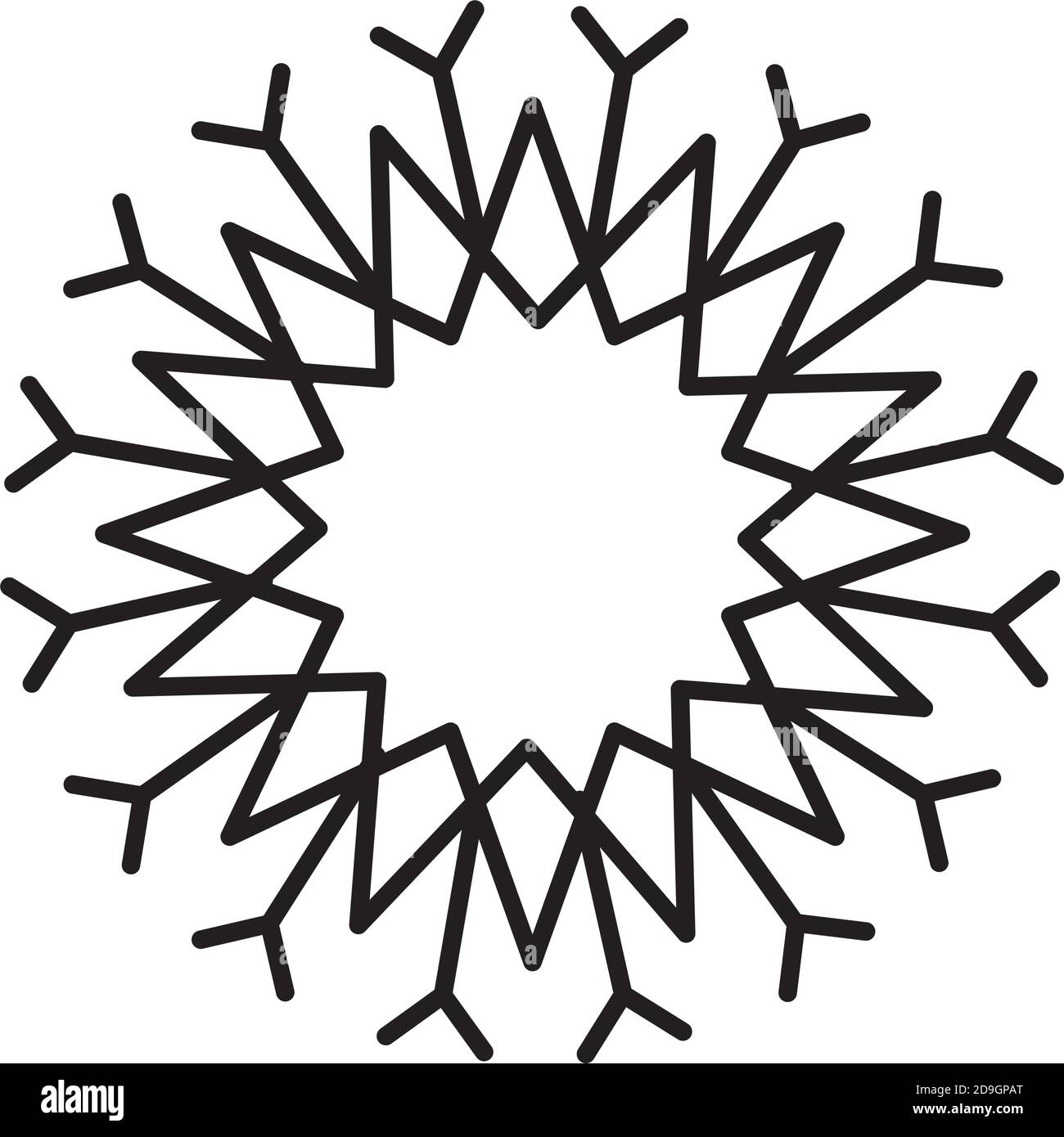 round snowflake icon over white background, line style, vector ...