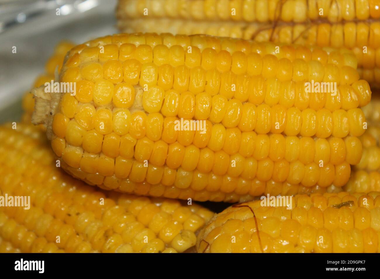 Corn on the cob pieces Stock Photo - Alamy
