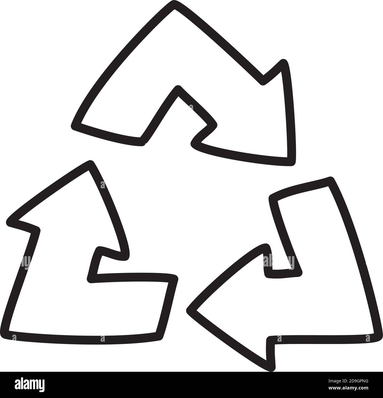 recycle arrows icon over white background, line style, vector ...