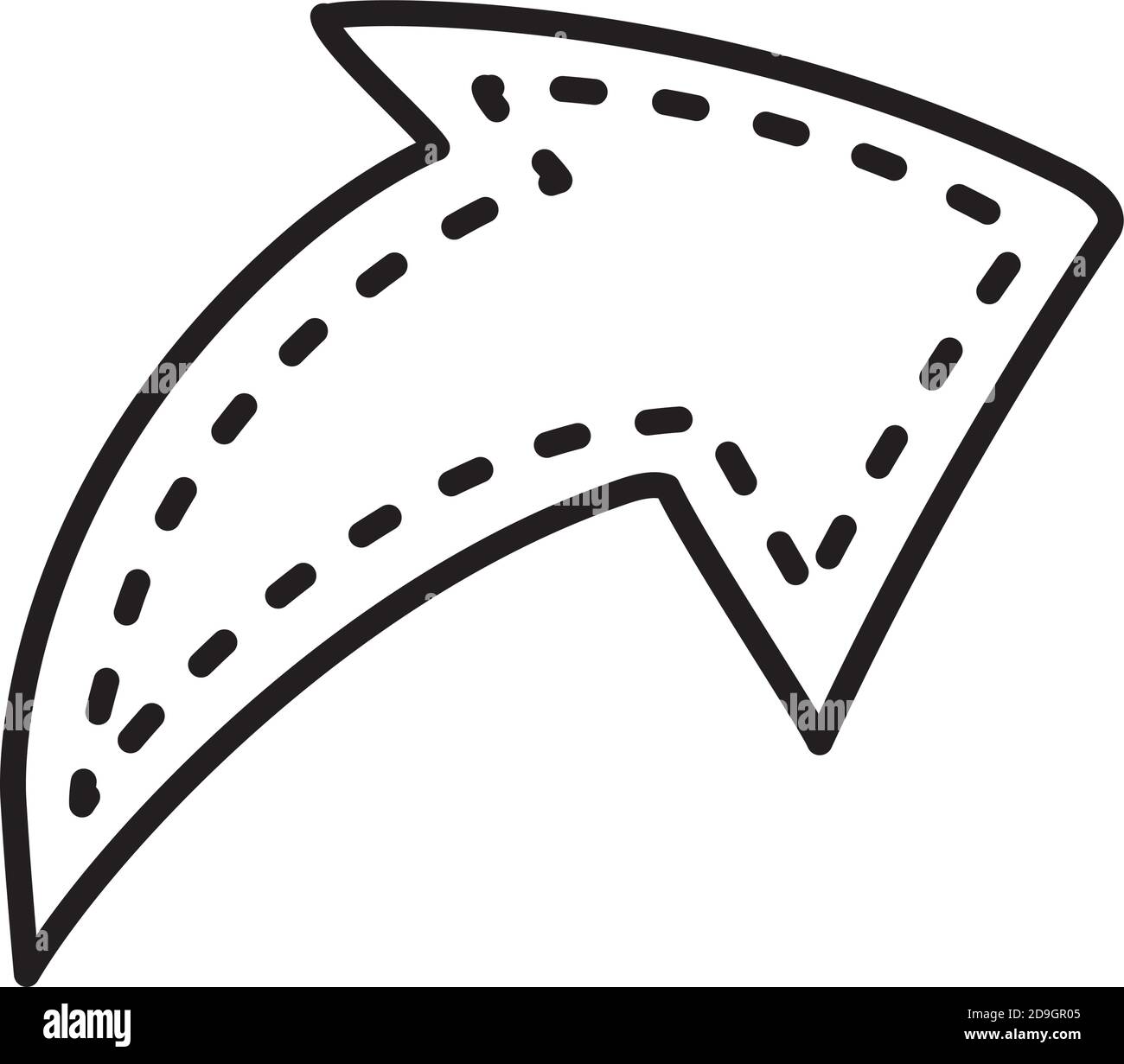 arrow with dotted design over white background, line style, vector ...