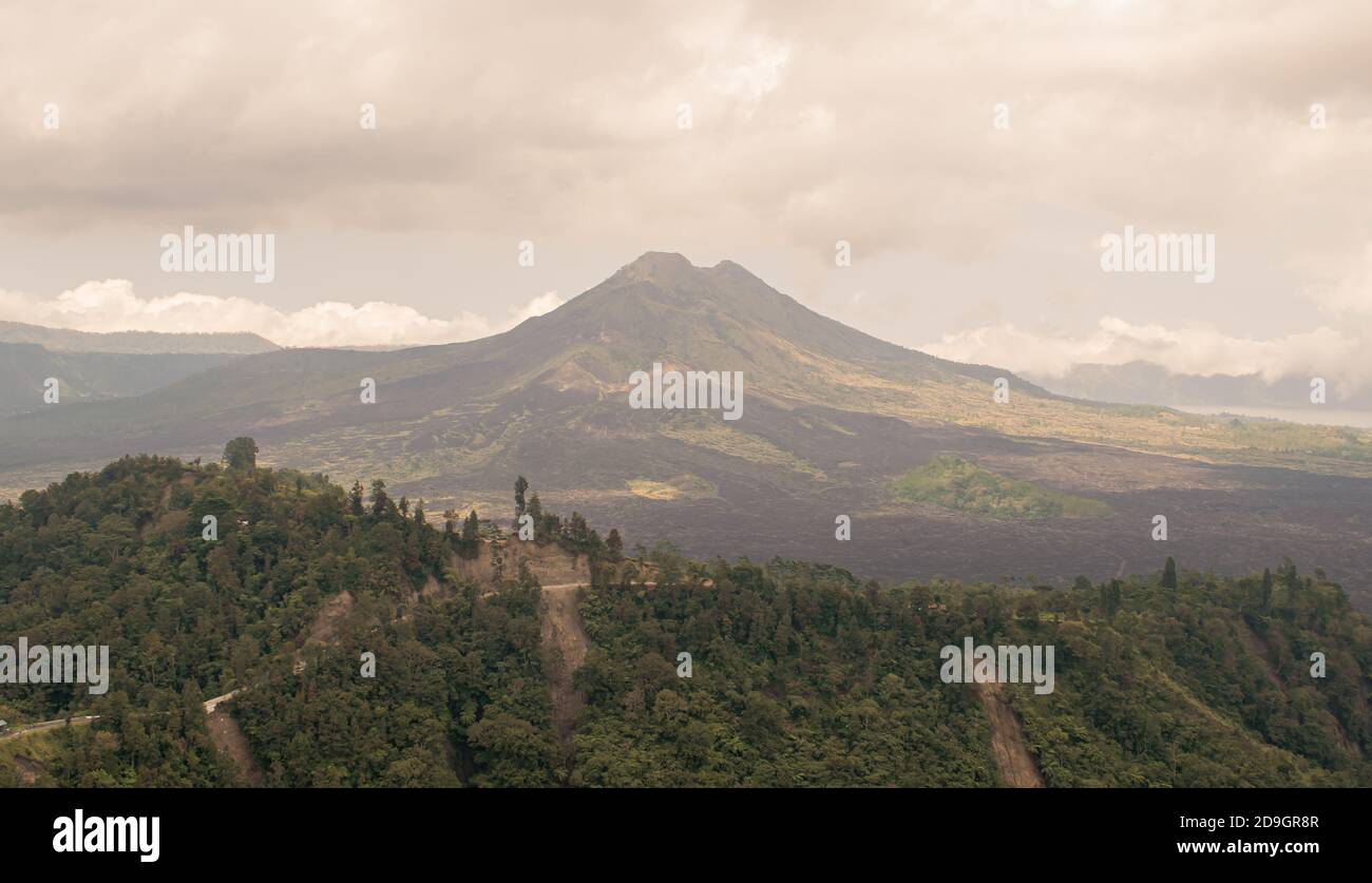 Panoramic top view from Batur mountain, Indonesia, Bali, Ubud 2019 ...
