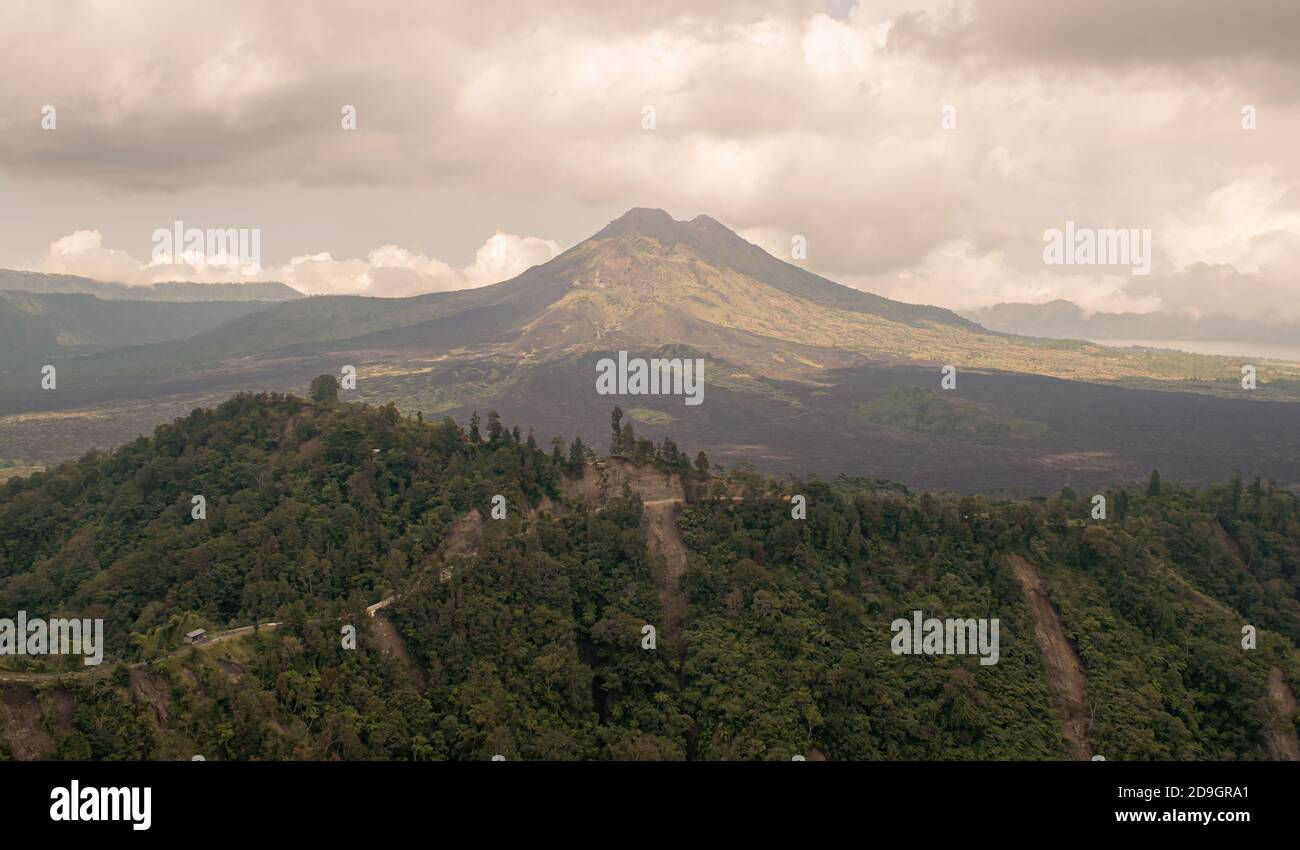 Panoramic top view from Batur mountain, Indonesia, Bali, Ubud 2019 ...