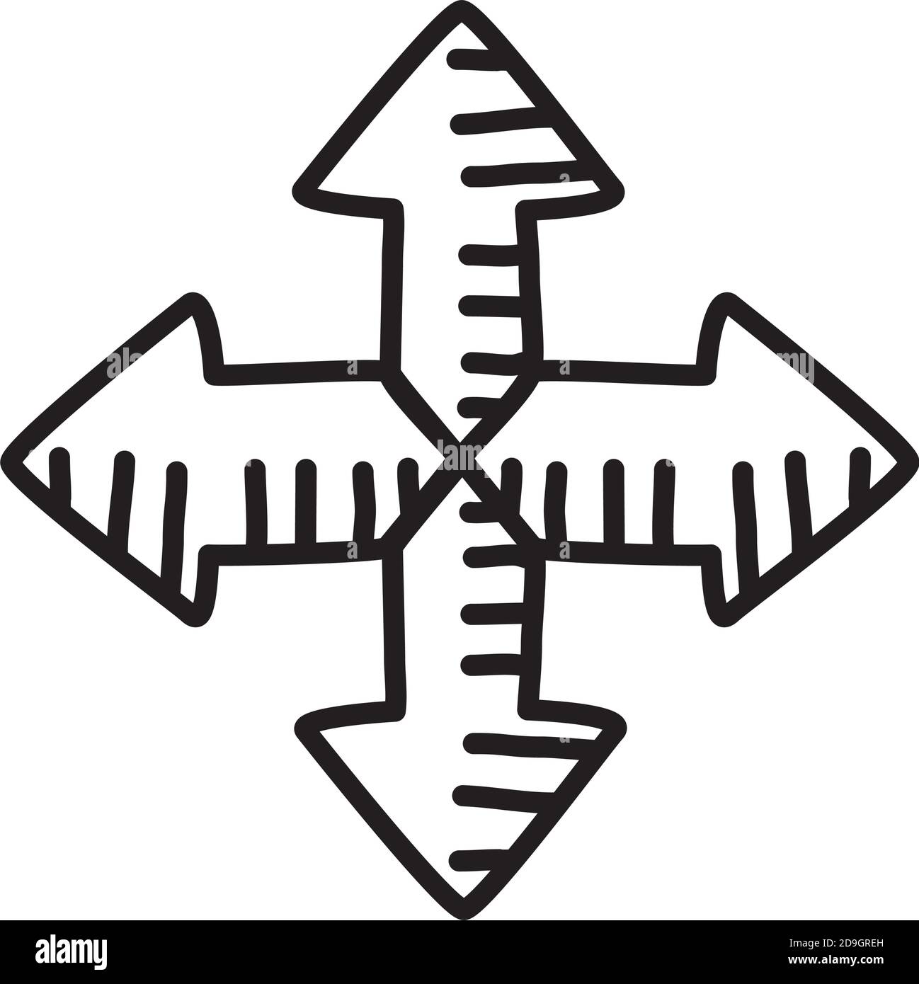 cross arrows icon over white background, line style, vector ...