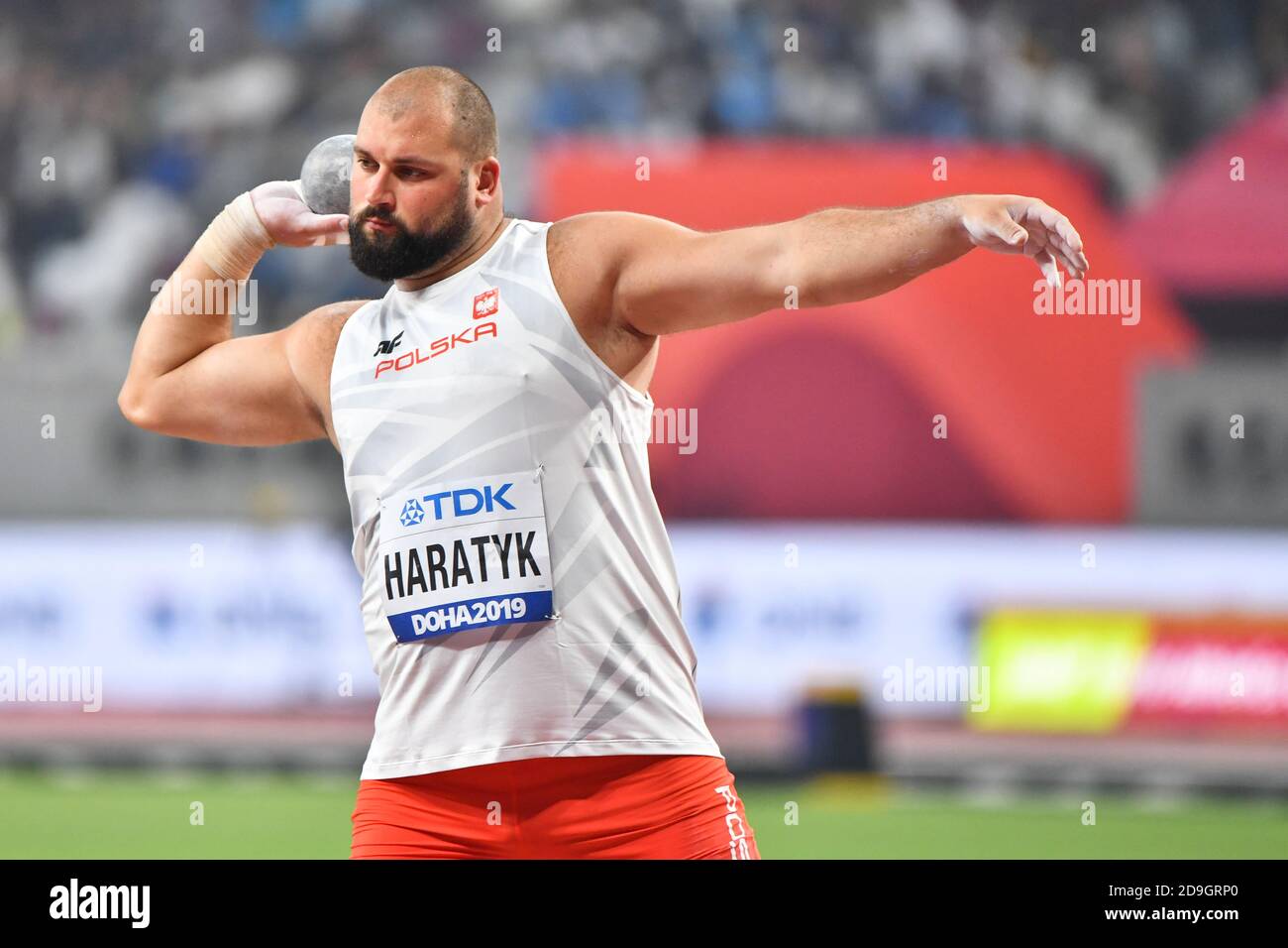 Michal Haratyk (Poland). Shot Put Men, Qualification round. IAAF World ...