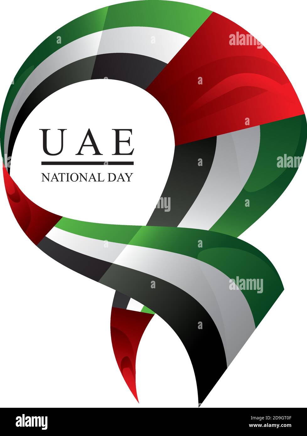 UAE National day, lettering with curly flag symbol vector illustration ...